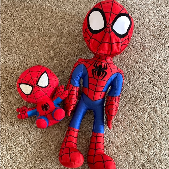 Marvel | Toys | Spiderman Plush Toy Set Red And Blue | Poshmark